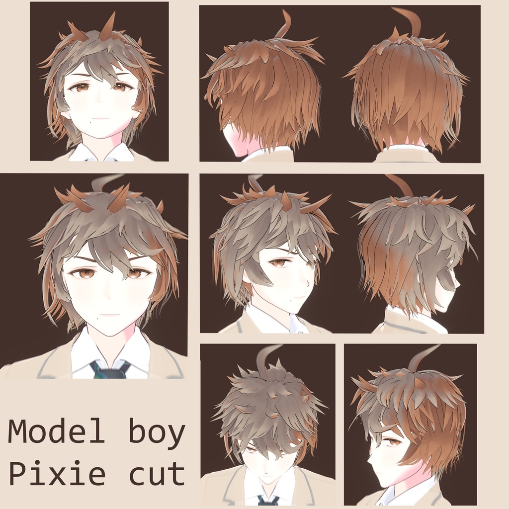 [Vroid] Pixie Cut hairstyle (+texture and hair bounce setting ...