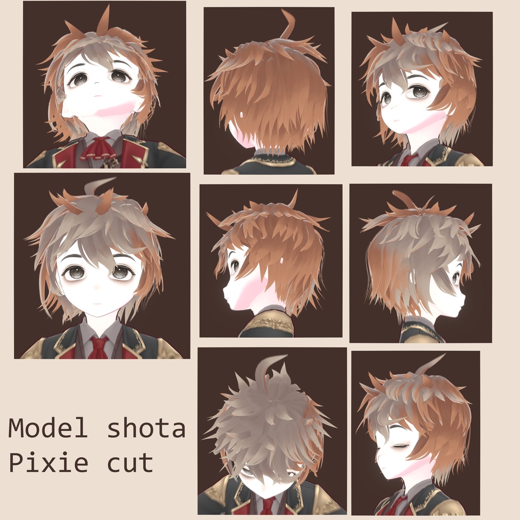 [Vroid] Pixie Cut hairstyle (+texture and hair bounce setting ...