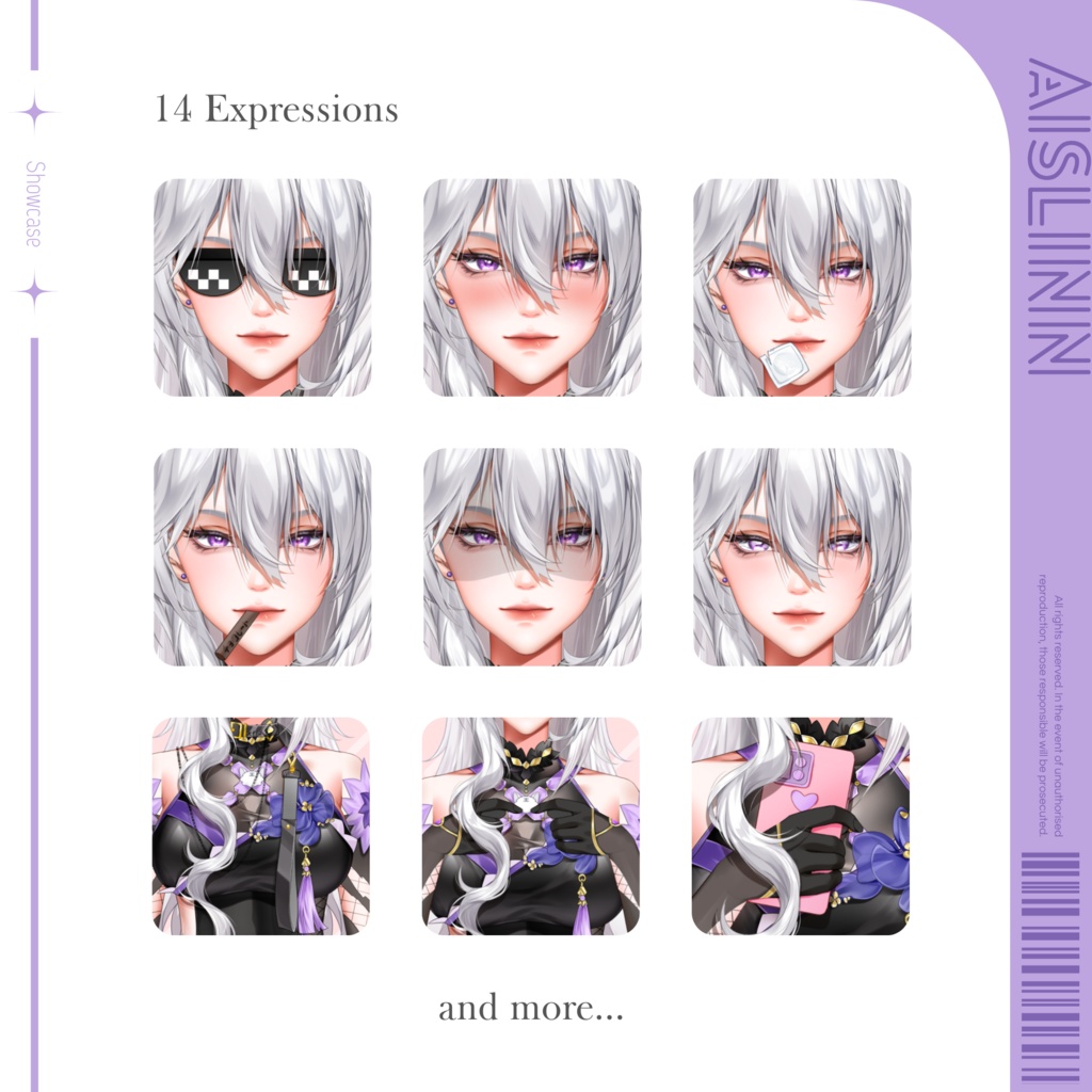 【Live2Dモデル】White Tiger Aislinn | 14 expressions - Cyblens - BOOTH