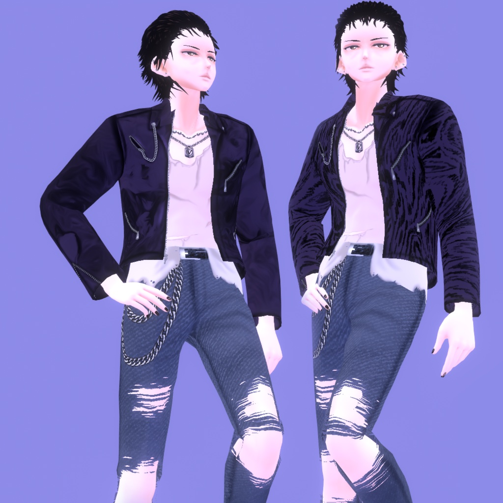 VRoid Patterned Leather Jacket - emoria - BOOTH