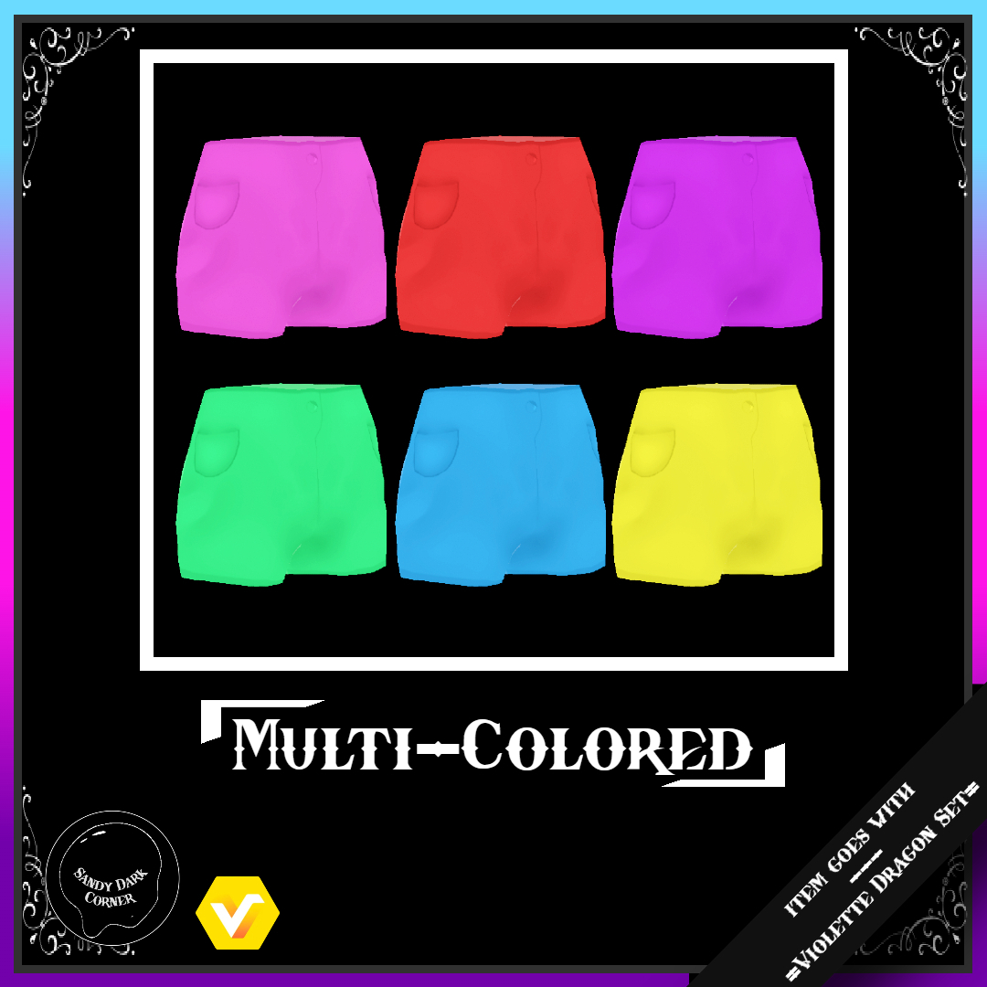 Shorts --- Multicolored --- VRoid shorts - Sandy Dark Corner - BOOTH