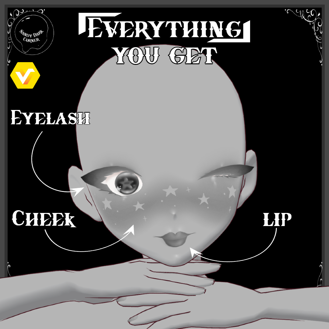 Starlight Makeup --- 3 items --- Vroid Studios textures - Sandy Dark ...