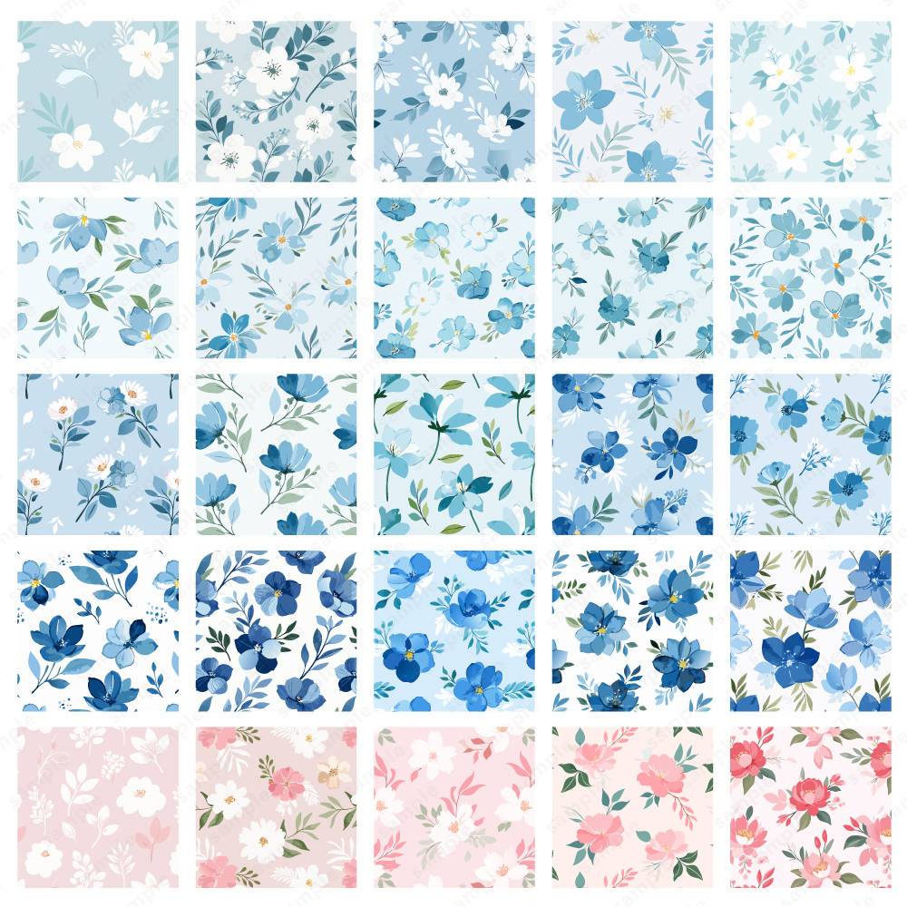 【背景/パターン柄素材】ボタニカル×おしゃれな水彩花柄背景100枚セット - DROP DESIGN STUDIO - BOOTH