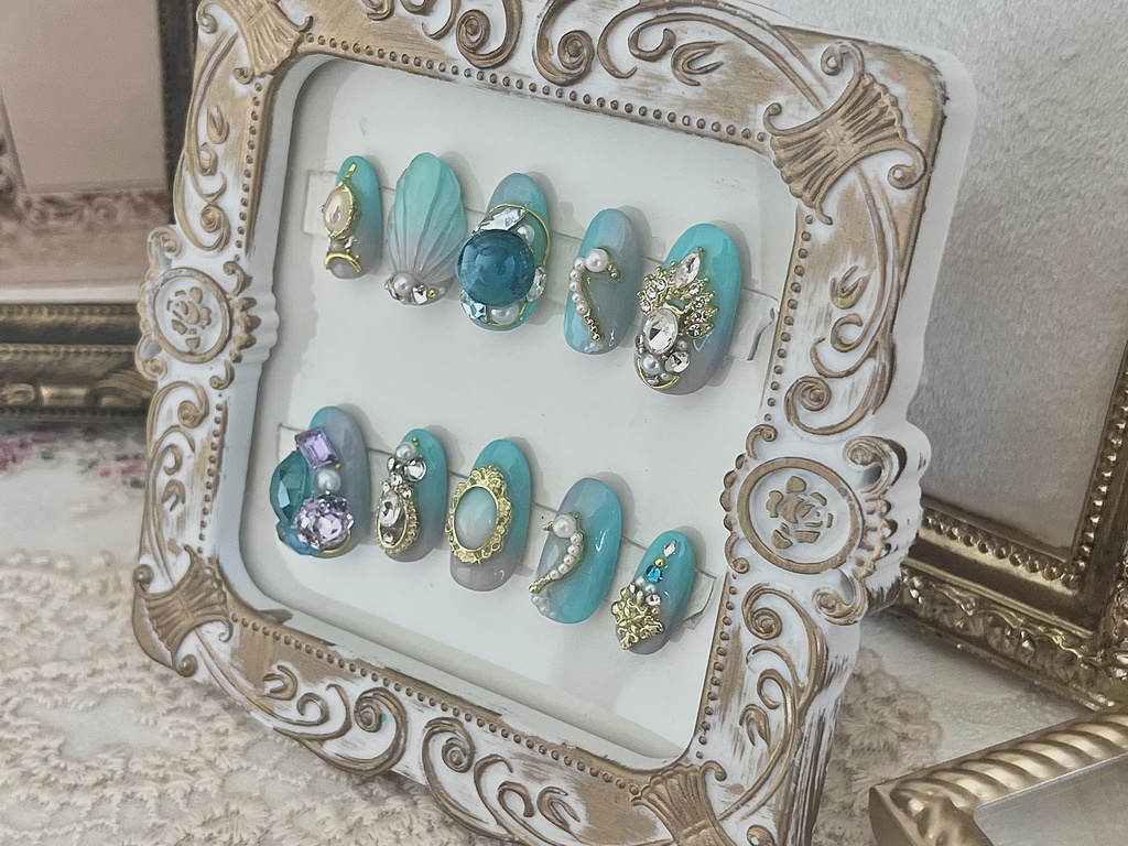 薄紫×ブルーグリーンマーメイドネイル - ruirui-neil - BOOTH