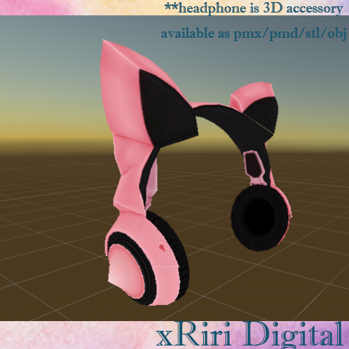 MMD Neko Pink Headset (stl / obj / mtl / fbx ) [ ワイヤレスヘッドホン ] - xRiri ...