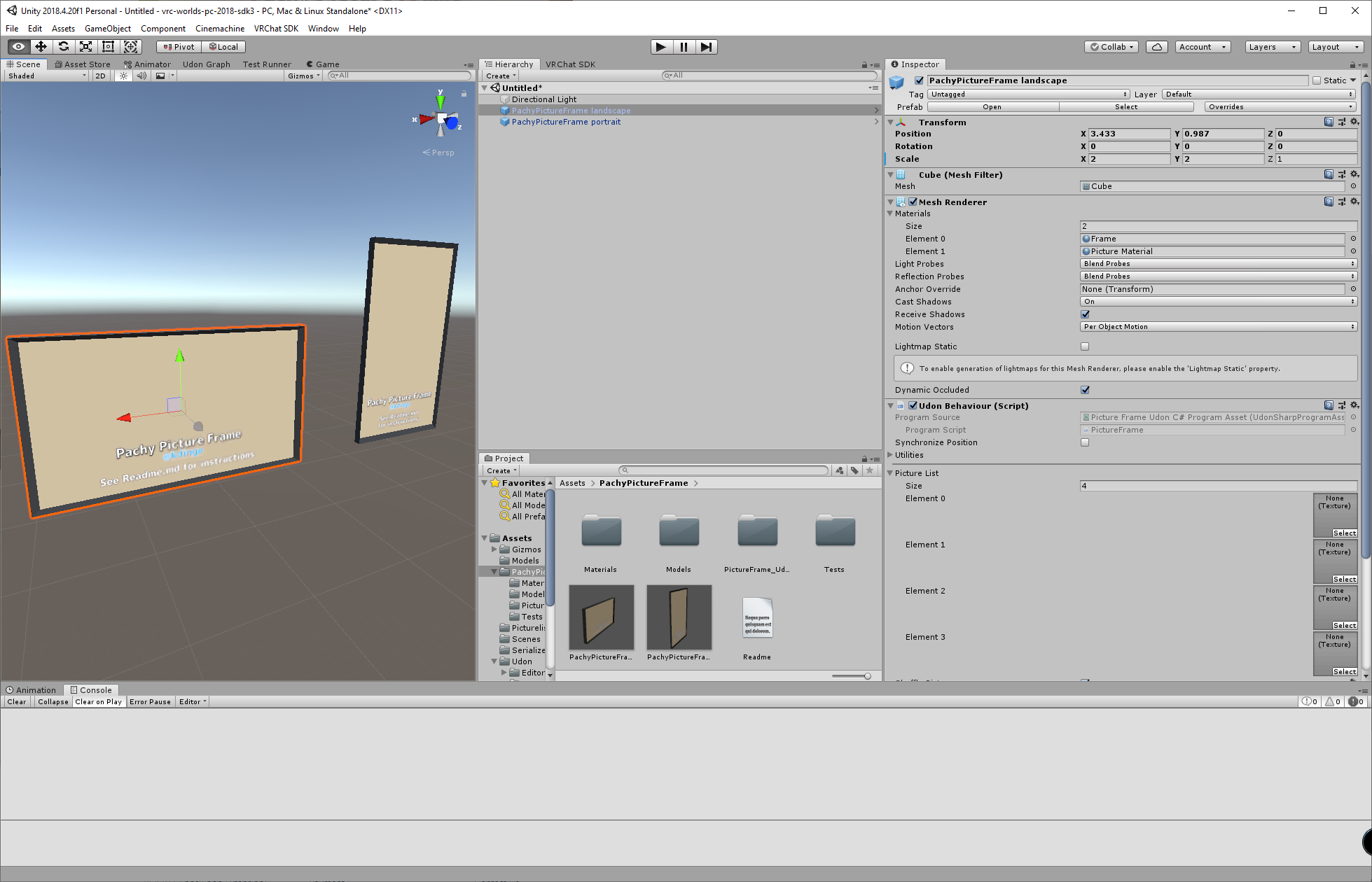 Pachy Picture Frame - Slide show prefab for VRChat - Pachi Pawn Shop ...