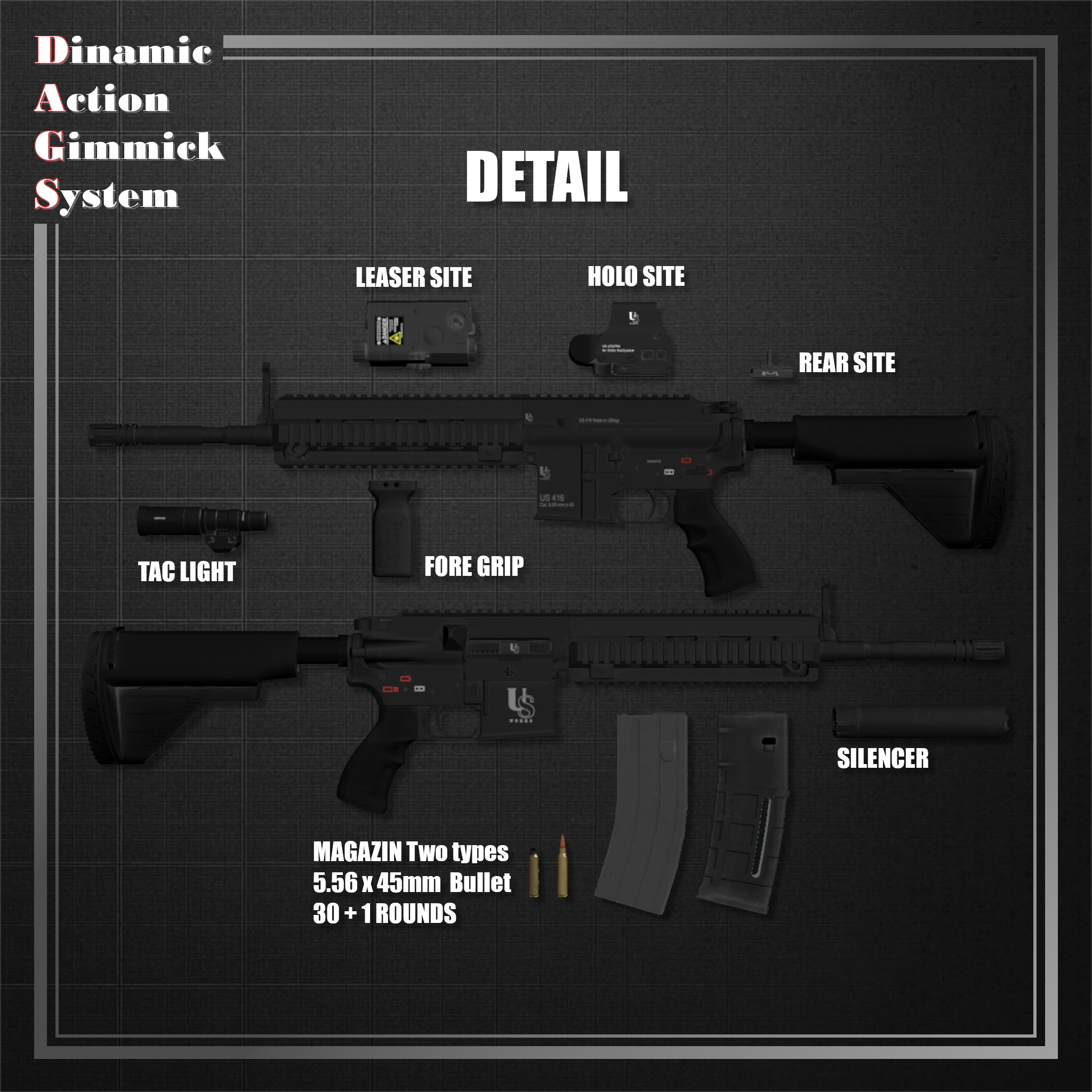 【ModularAvatar対応】VRChat想定 Avatars3.0向けギミック 「DAGsAR No.01 US416」【銃／長銃／ライフル／アサルトライフル】 - U Shop - BOOTH