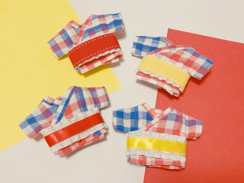 《10cm・12cmぬい用》ギンガムチェック 浴衣(送料込) - O・CHU・NU - BOOTH