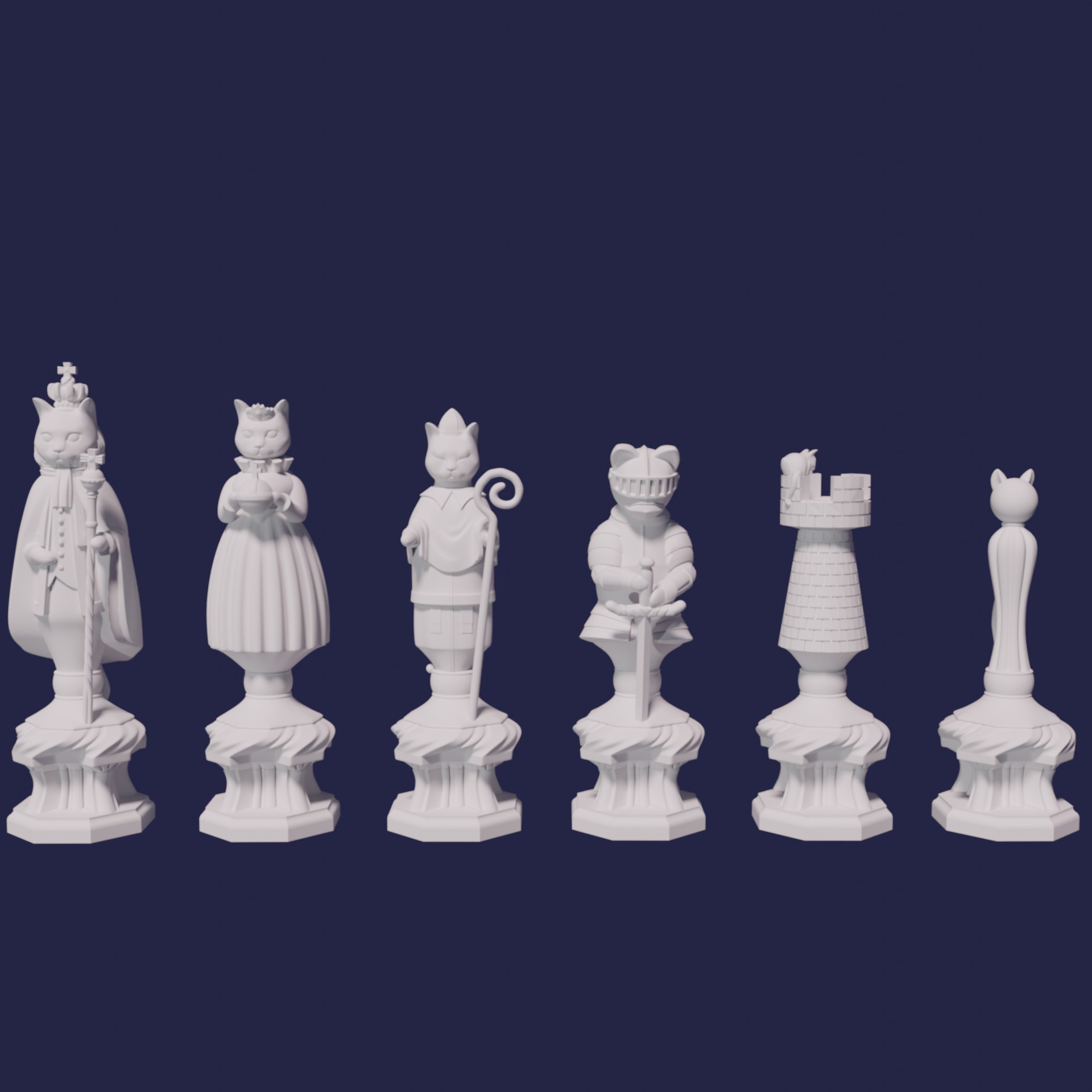【STLファイルセット】Cat Chess - 鬼鞍 ONIKURA - BOOTH