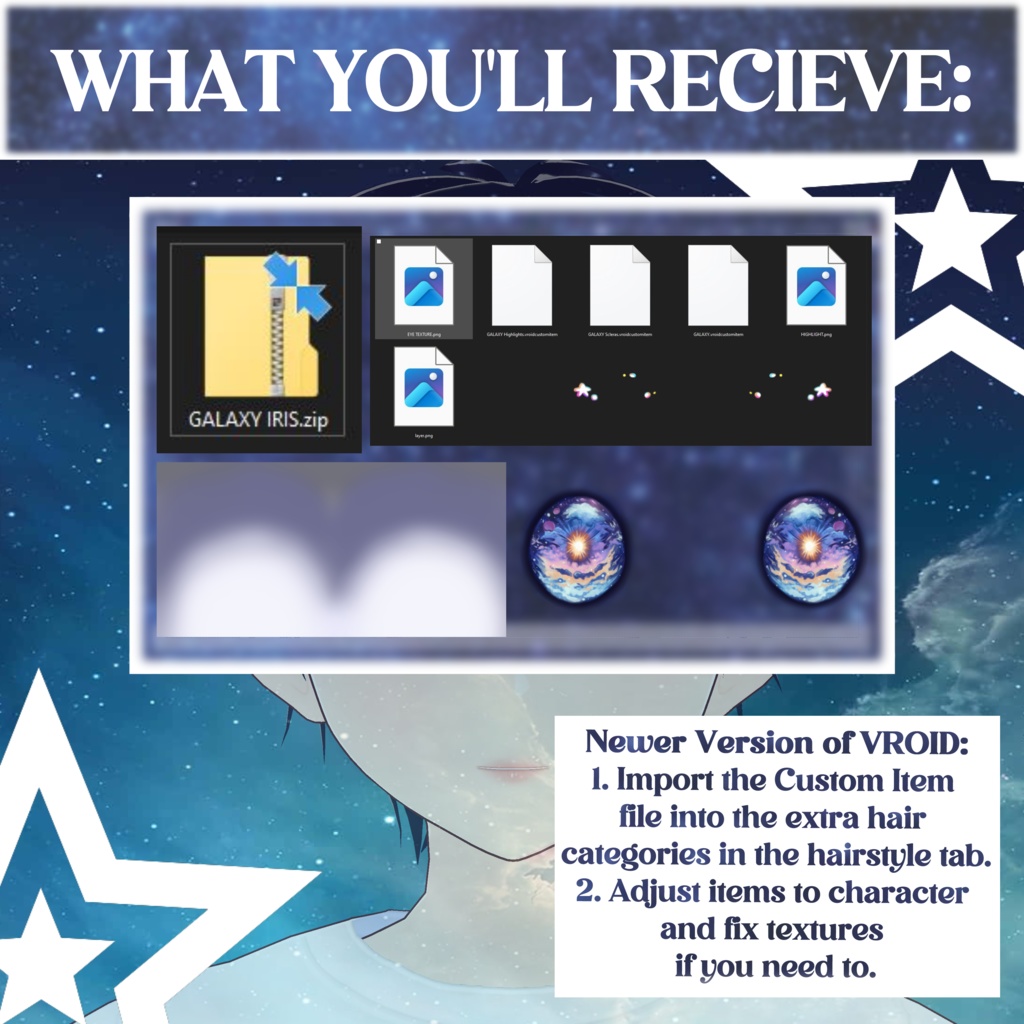 [VROID] Galaxy Iris! with Sclera and Highlights! - Pharoosh Assets - BOOTH