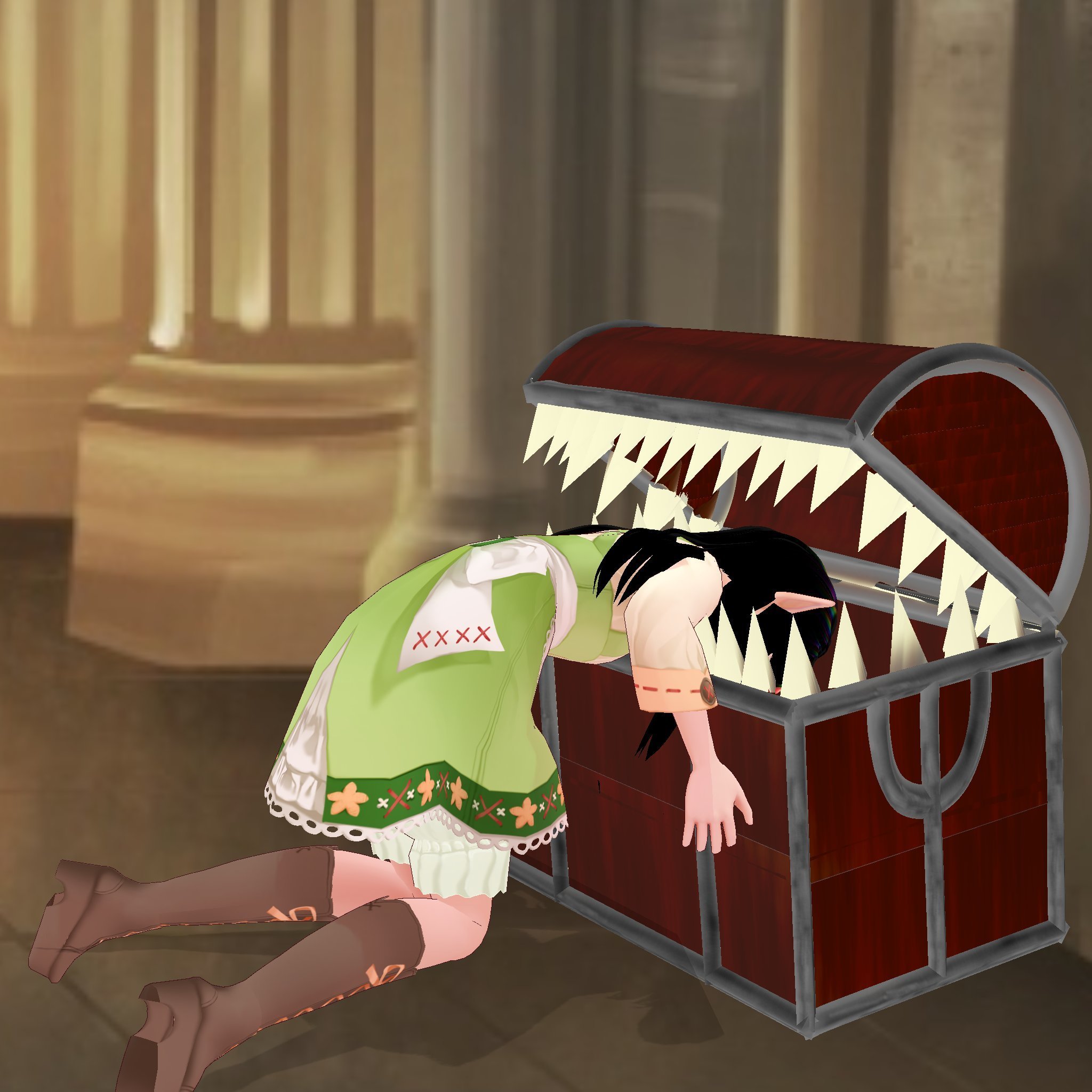 再配布可 頭に噛みついたり被ったりするミミック - Ringo🍎🍎🍎 - BOOTH