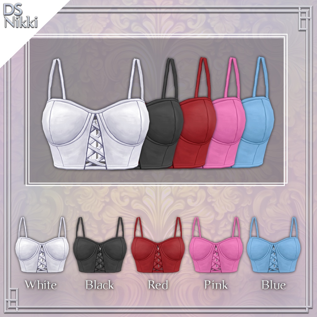 Vroid Lace Up Tank Top Colors Set Textures - Dreamstate Nikki - BOOTH