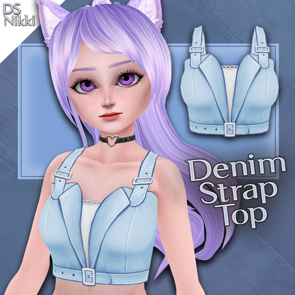 Vroid Denim Strap Top Colors Set Textures - Dreamstate Nikki - BOOTH
