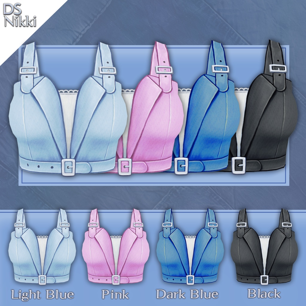 Vroid Denim Strap Top Colors Set Textures - Dreamstate Nikki - BOOTH
