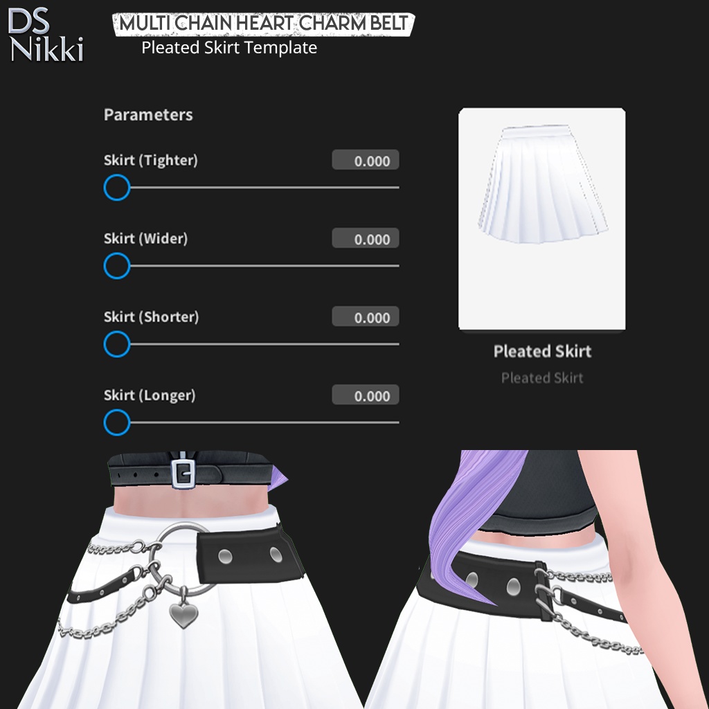 Vroid Multi Chain Heart Charm Belt Texture - Dreamstate Nikki - BOOTH
