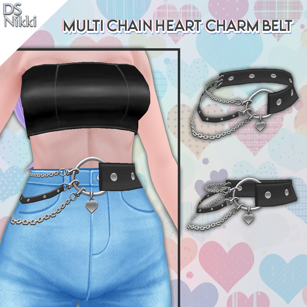Vroid Multi Chain Heart Charm Belt Texture - Dreamstate Nikki - BOOTH