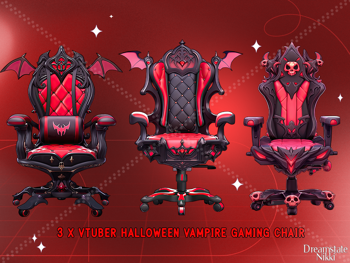 3 x Vtuber Asset Halloween Vampire Gaming Chair, Vtube, Vtuber ...
