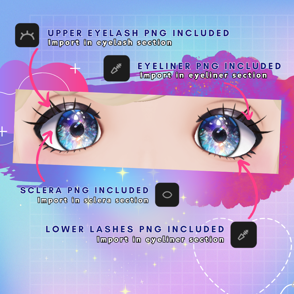 VRoid Iridescent Iris Eye PNG Texture Pack - Vtuber Assets for ...