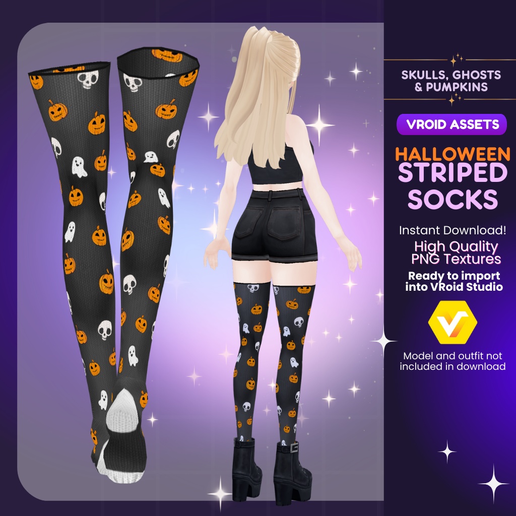 VRoid Halloween Socks & Stockings PNG textures, Twitch and streaming ...