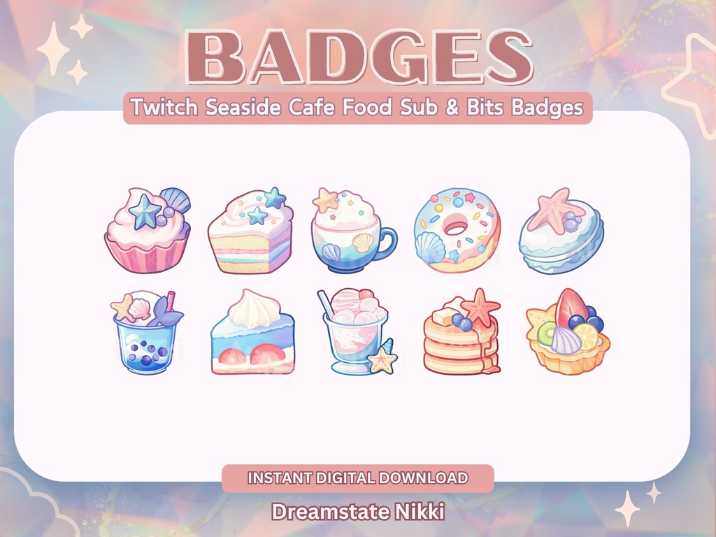 Seaside Cafe Badges, Twitch Sub Bit Badges & Emotes, Point Badges, Live ...