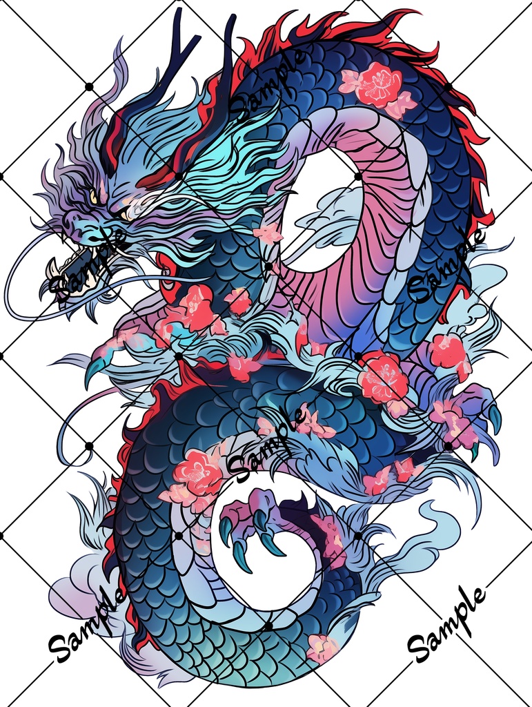 VRC用タトゥー素材 tatoo 龍 - VRCタトゥーショップ『赬徹』-Teitetsu- - BOOTH