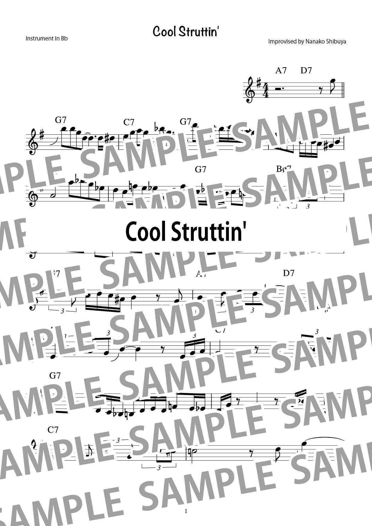 Cool Struttin' クール・ストラッティン アドリブソロ コピー譜 - nanako-jazz - BOOTH