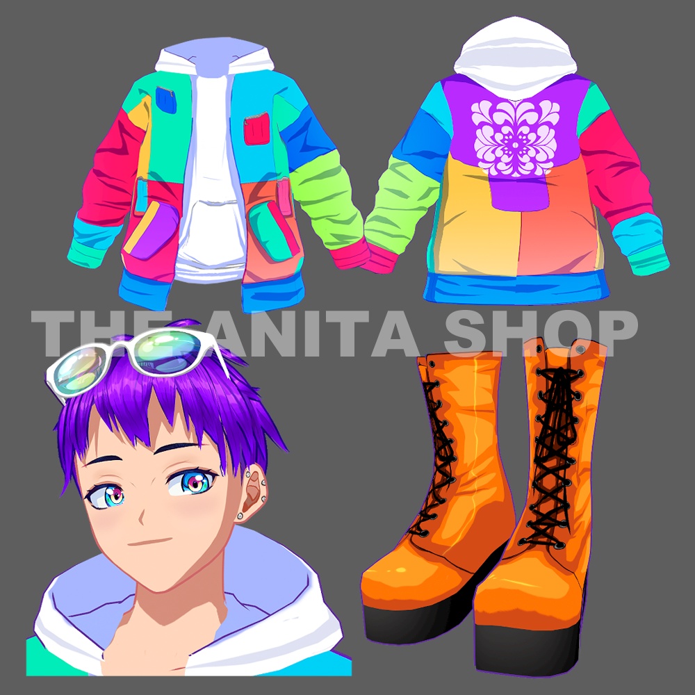 MALE VTUBER | Acid Boy [VRM model for streaming and VrChat] - The Anita ...