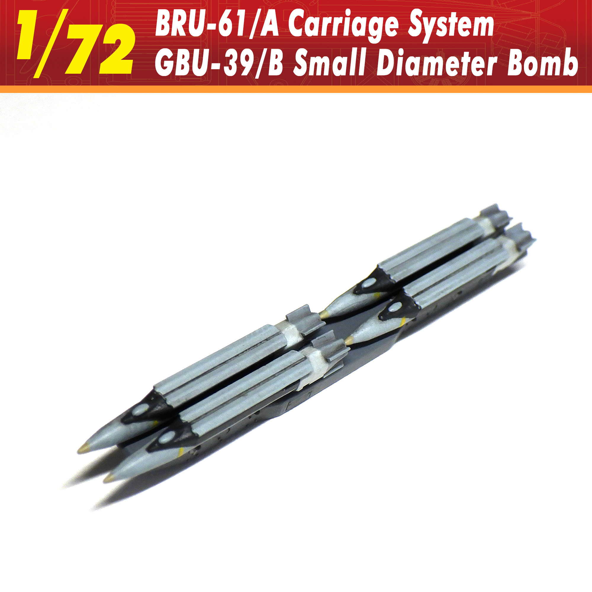 GBU-39小型滑空爆弾w/BRU-61ラック 2個セット（1/72） - v1models - BOOTH