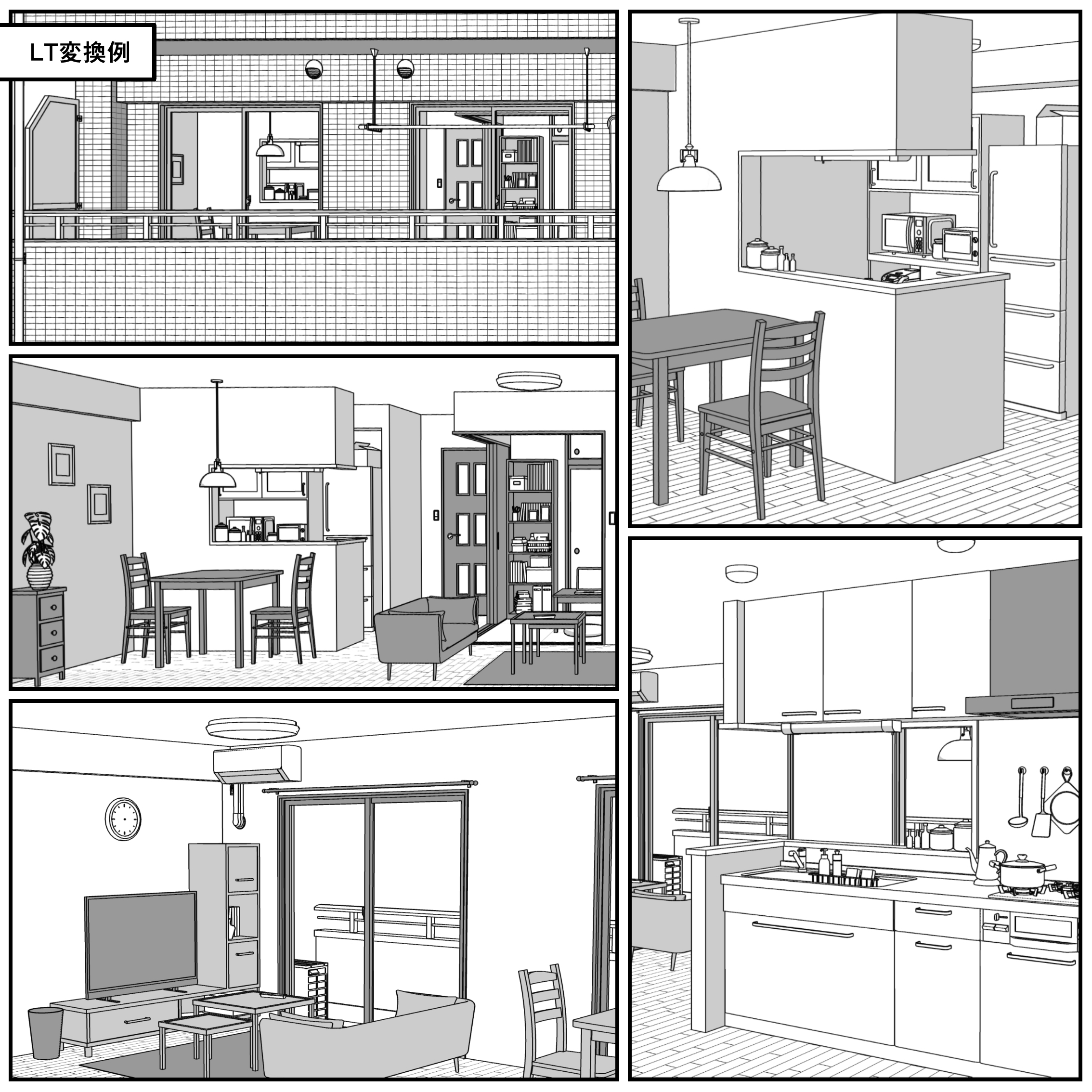 マンション一室 2LDK_15+4.5+6畳【クリスタ用素材】 - mame1123 - BOOTH