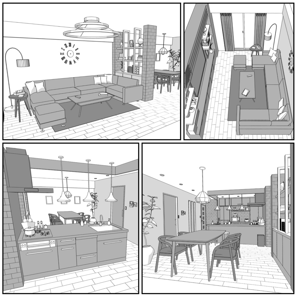 LDK(モダン 27畳)【クリスタ用素材】 - mame1123 - BOOTH