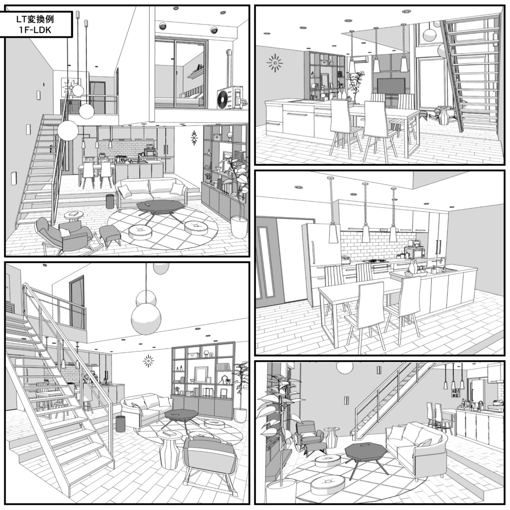 マンション一室 3LDK_30+4.5+6+8畳【クリスタ用素材】 - mame1123 - BOOTH