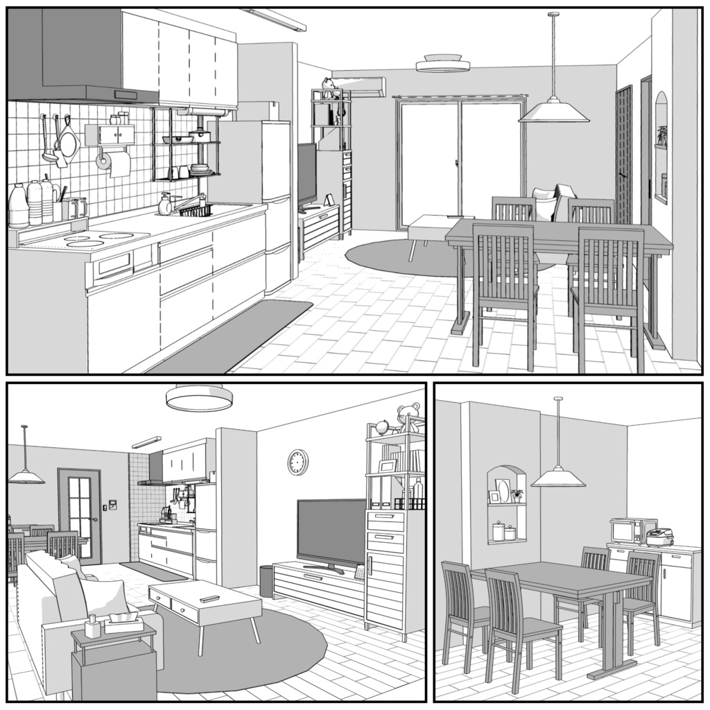 LDK(19畳)【クリスタ用素材】 - mame1123 - BOOTH
