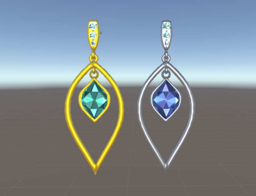 VRChat 3D model】 Gem earrings 002 - Camelzoa - BOOTH