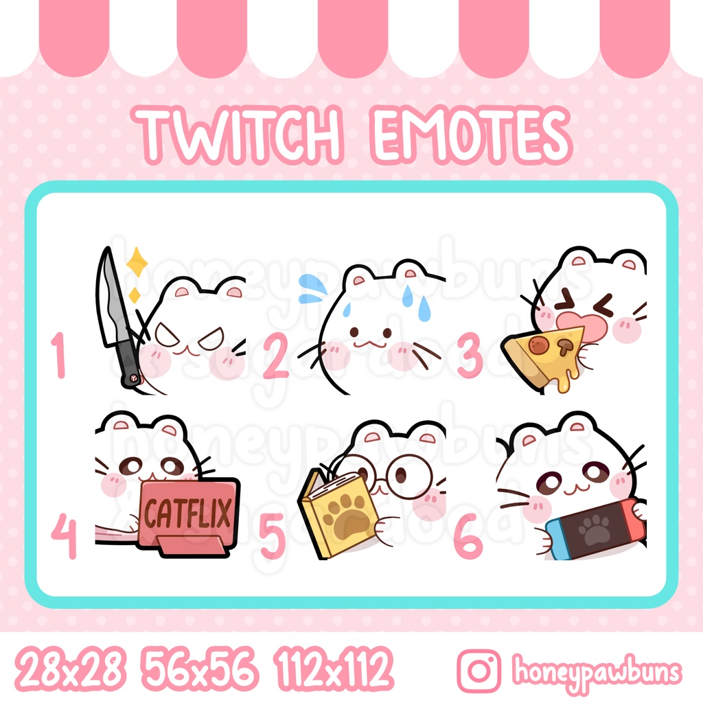 White Cat Emote Set and Single Emotes 2 - sugardood - BOOTH
