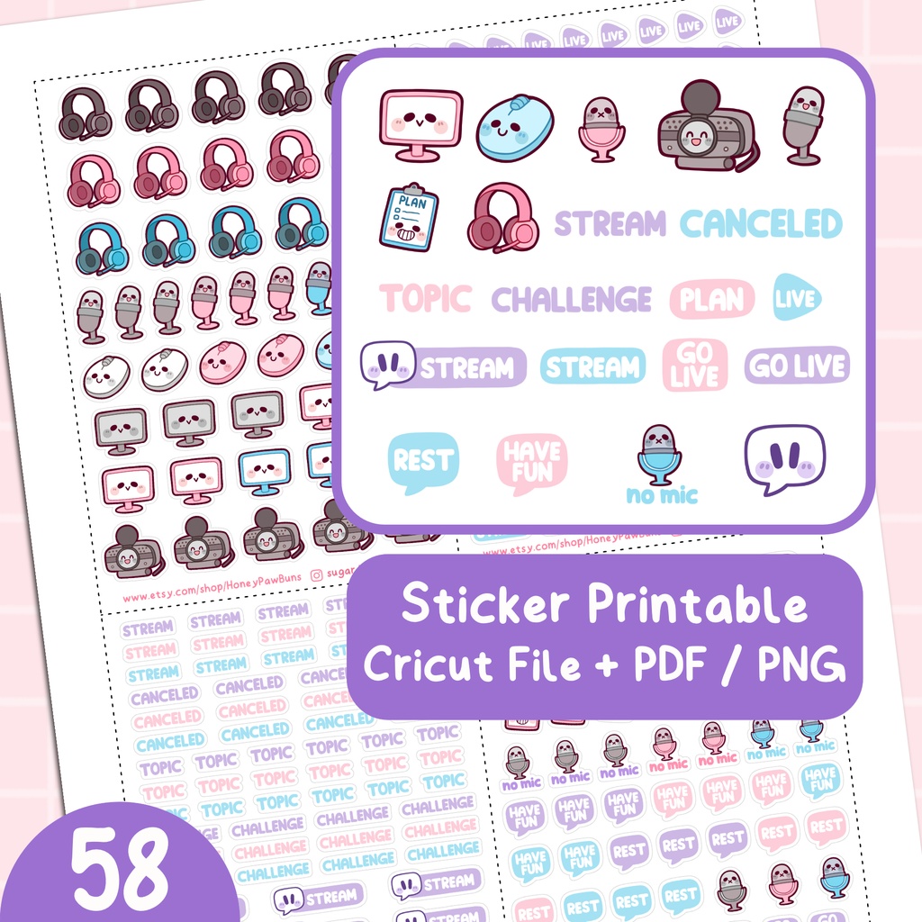 Twitch Stream Planner Stickers Printable - Download - sugardood - BOOTH