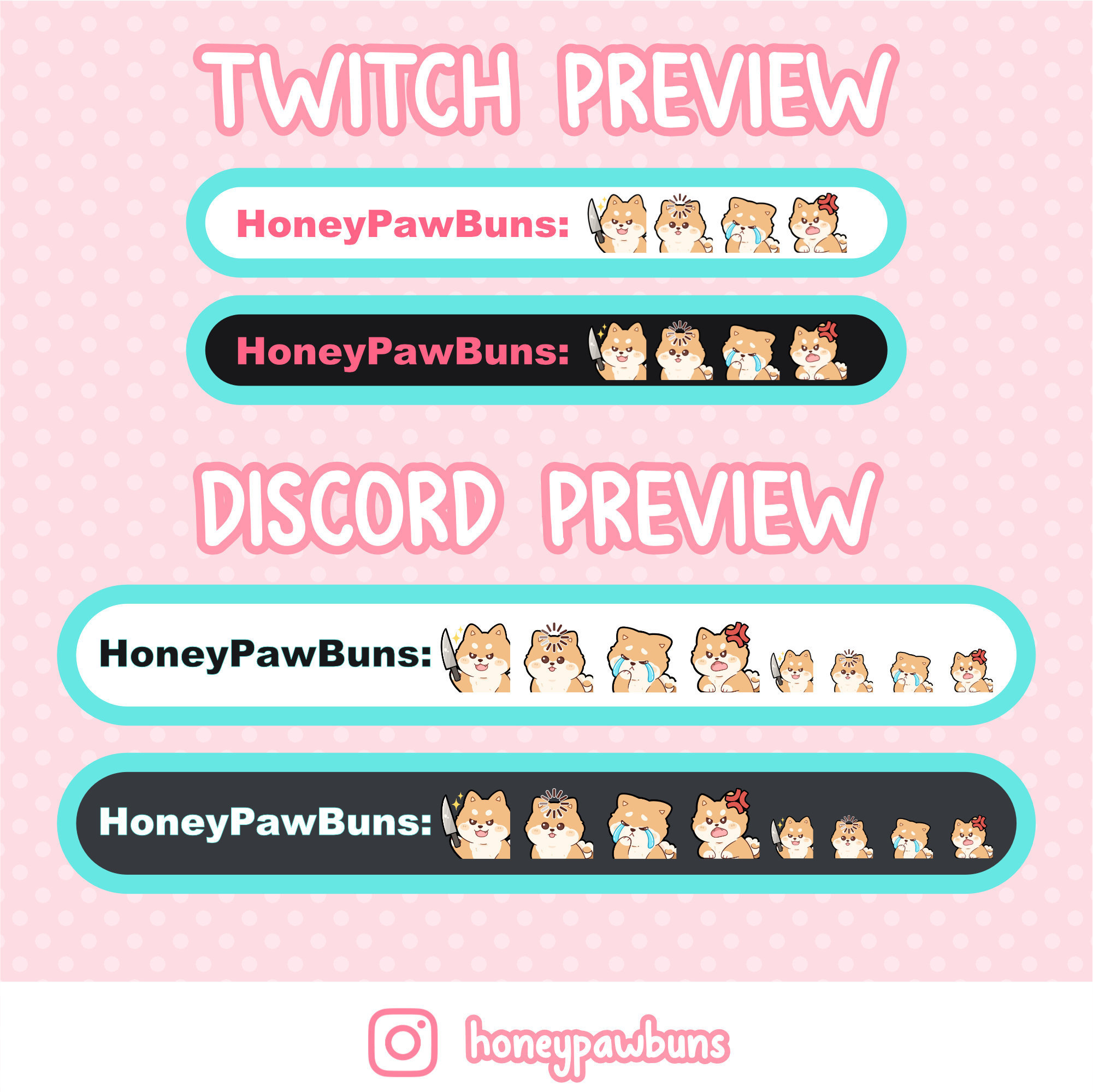 Twitch Emote Set & Single Emotes: Knife, Load, Cry, Angry | Shiba Inu ...