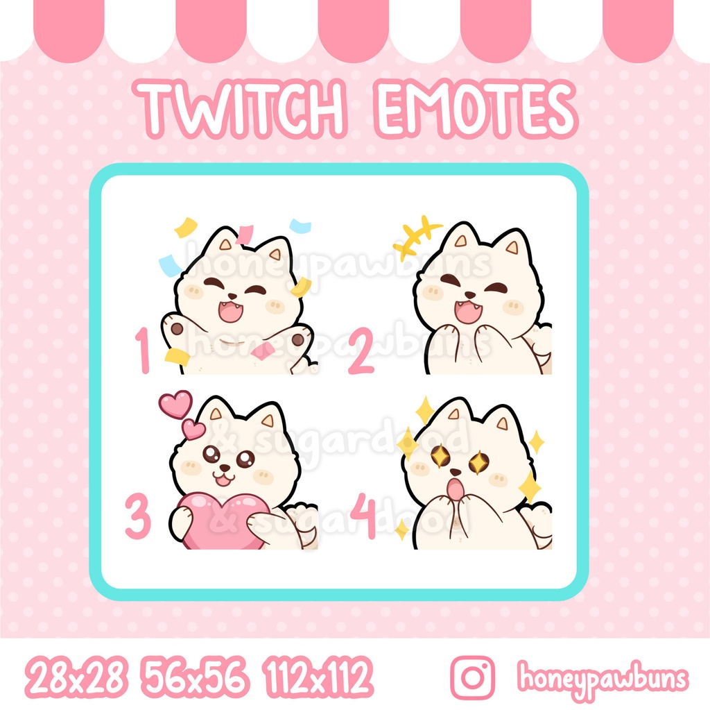 Twitch Emote Set & Single Emotes: Hype, LOL, Love, POG | White Shiba ...