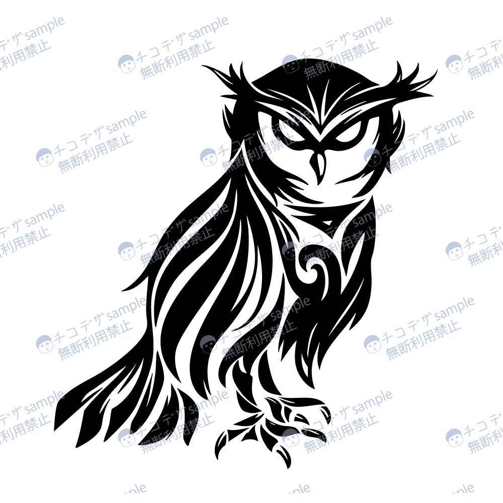 フクロウのトライバル風タトゥー4種類のカラーセット 高解像度png or ai - 127 - chicodeza pixiv booth ...