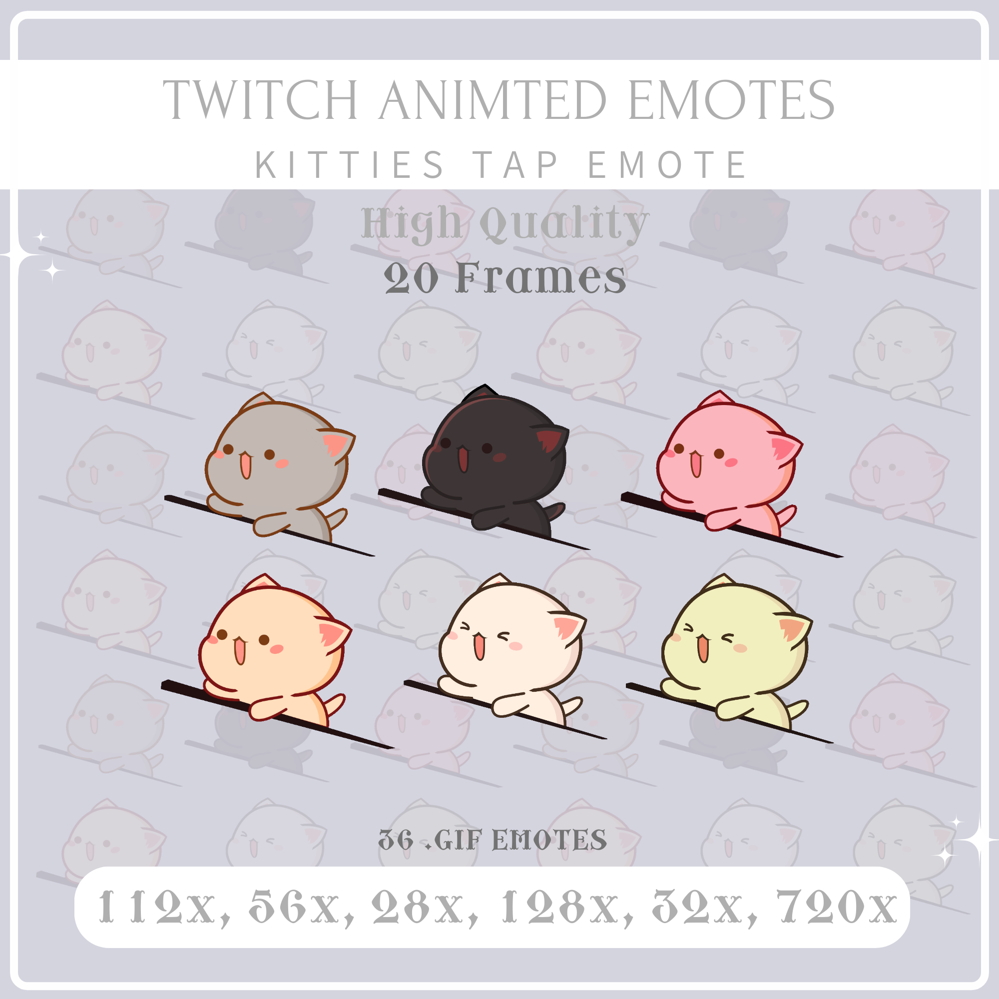 Kitties Tap Emotes Animated - ThePurpleClouds - BOOTH