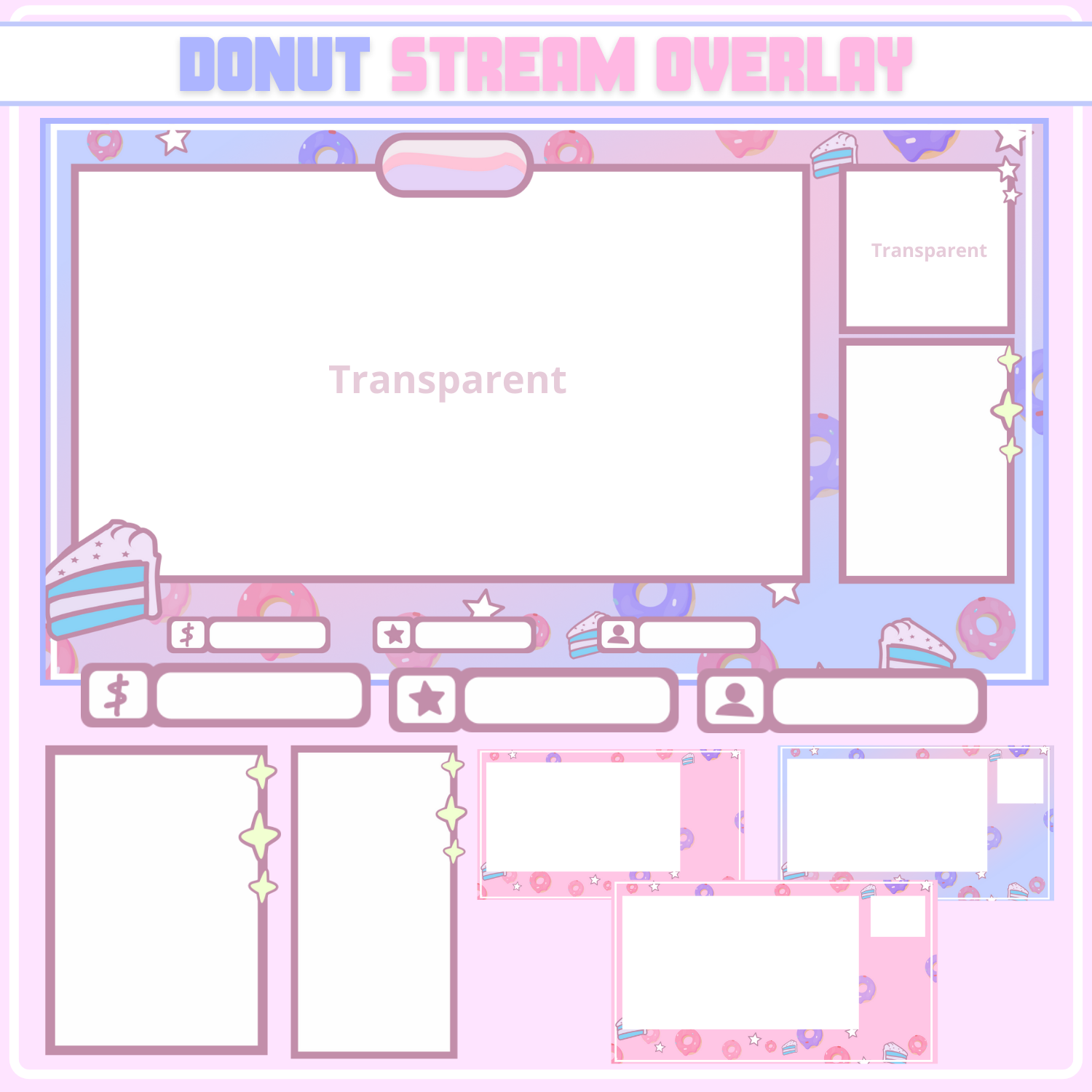 SIMPLE Static Cute Stream OVERLAY Pack / Donuts / Cake / Twitch ...