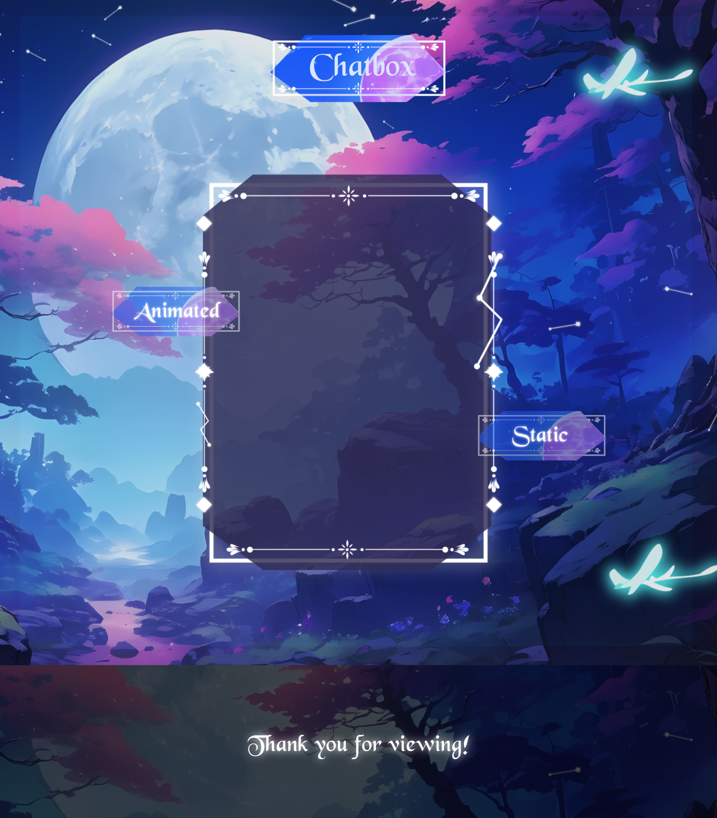 Sky Night Stream Overlay, Light & Dark Twitch Overlay, Blue Pink ...