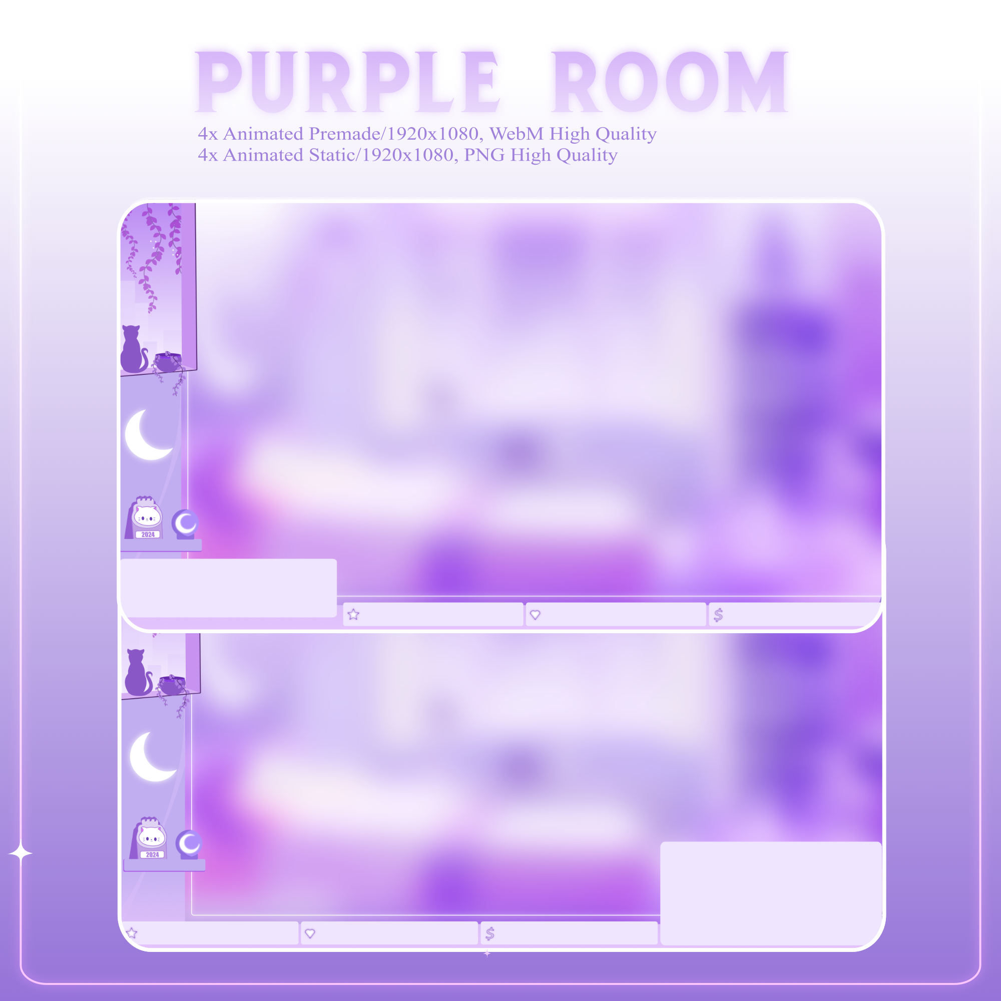 PURPLE ROOM Stream Overlay Animated Pack, Stream Overlay Animated Pack ...