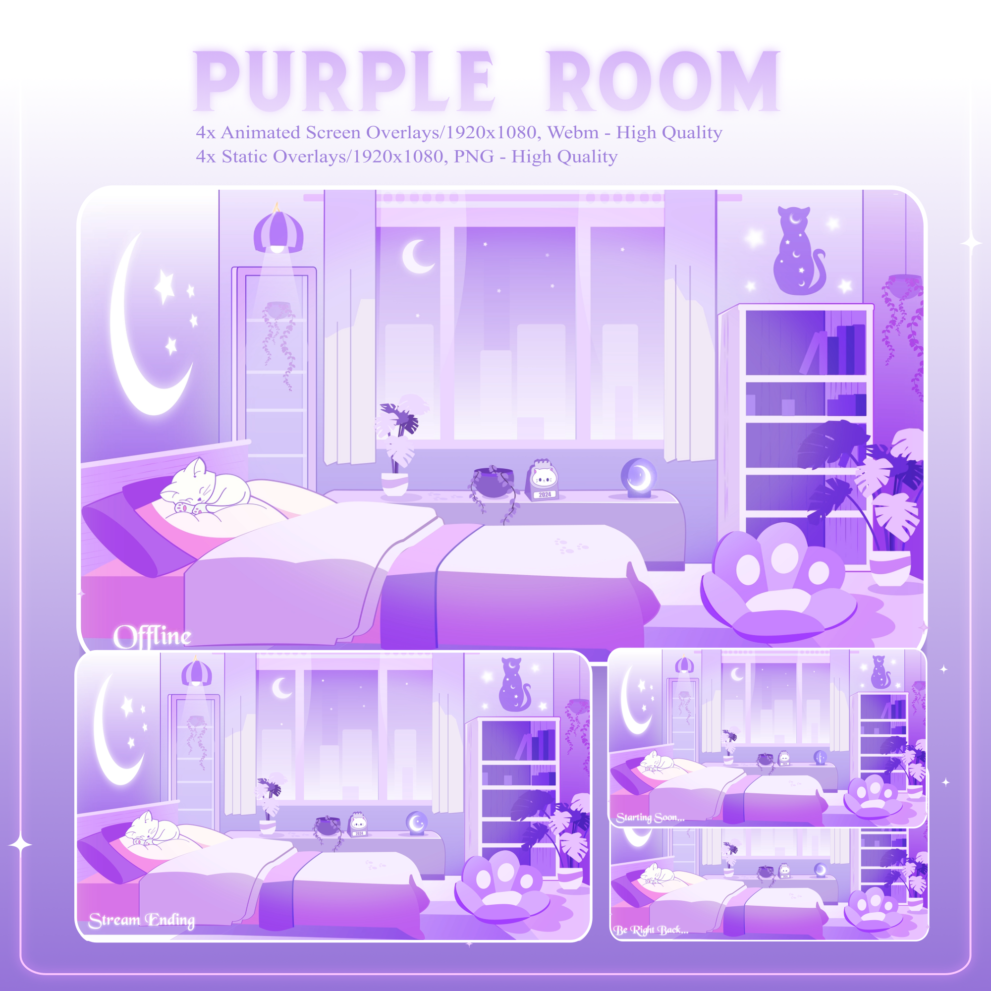 PURPLE ROOM Stream Overlay Animated Pack, Stream Overlay Animated Pack ...
