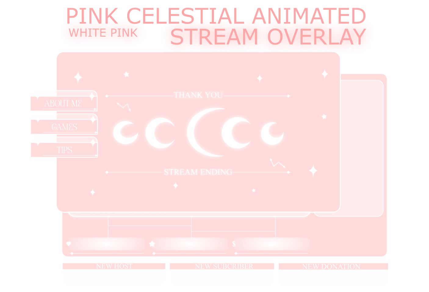 PINK CELESTIAL ANIMATED STREAM OVERLAY, PINK STREAM OVERLAY, ANIMATED OVERLAY, CUTE PINK OVERLAY ...