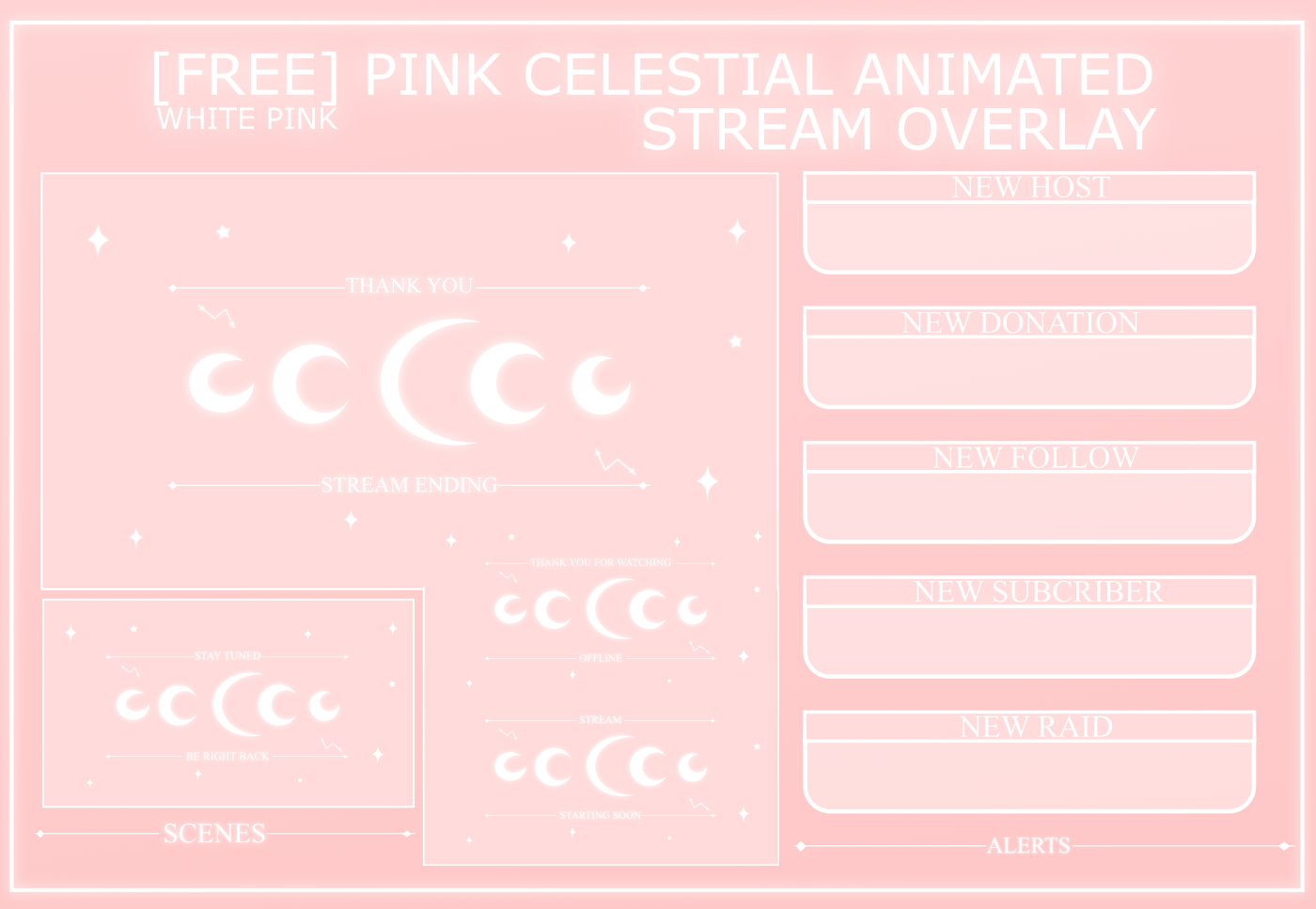 PINK CELESTIAL ANIMATED STREAM OVERLAY, PINK STREAM OVERLAY, ANIMATED OVERLAY, CUTE PINK OVERLAY ...