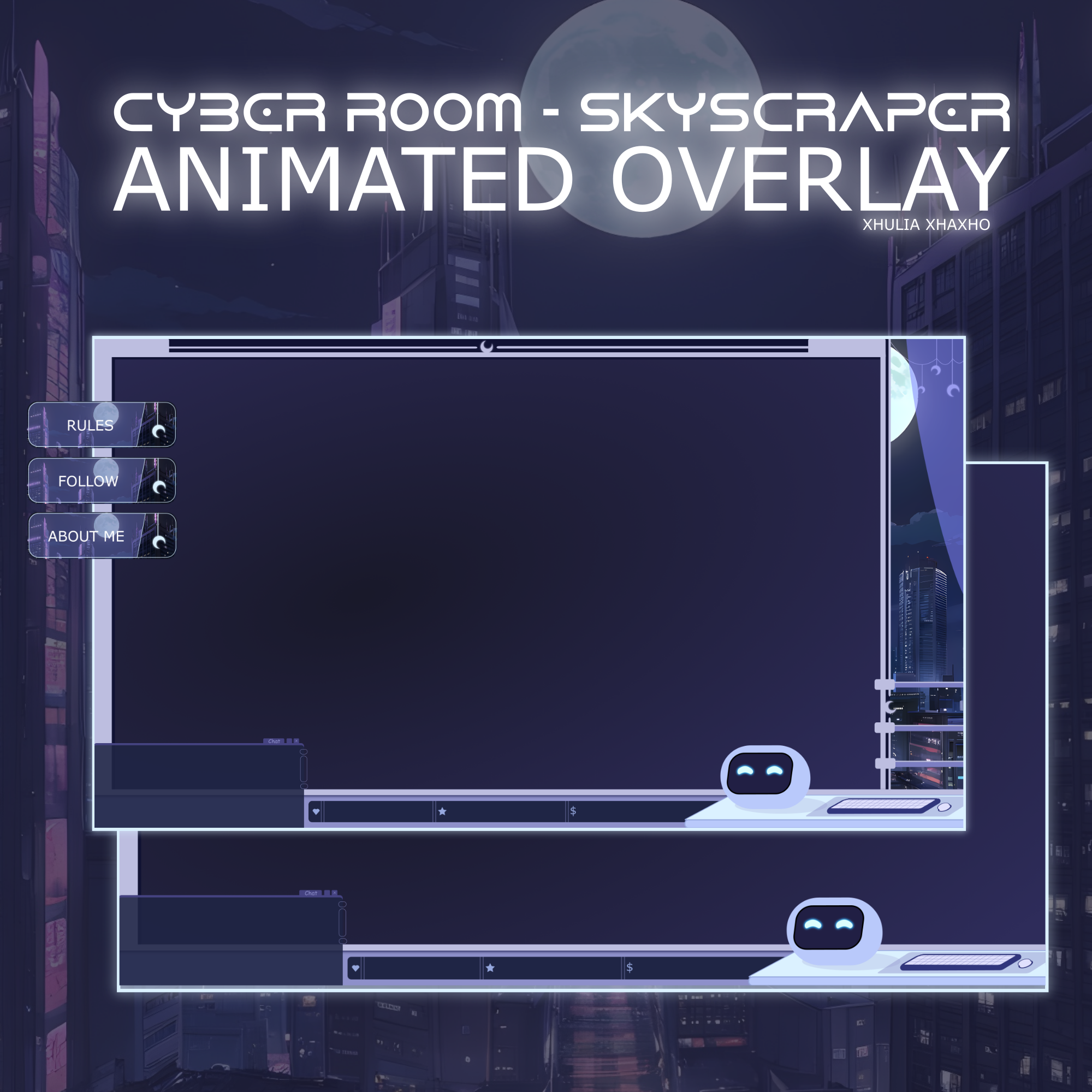 CYBER ROOM - SKYSCRAPER STREAM OVERLAY - PREMADE OVERLAY ANIMTED ...
