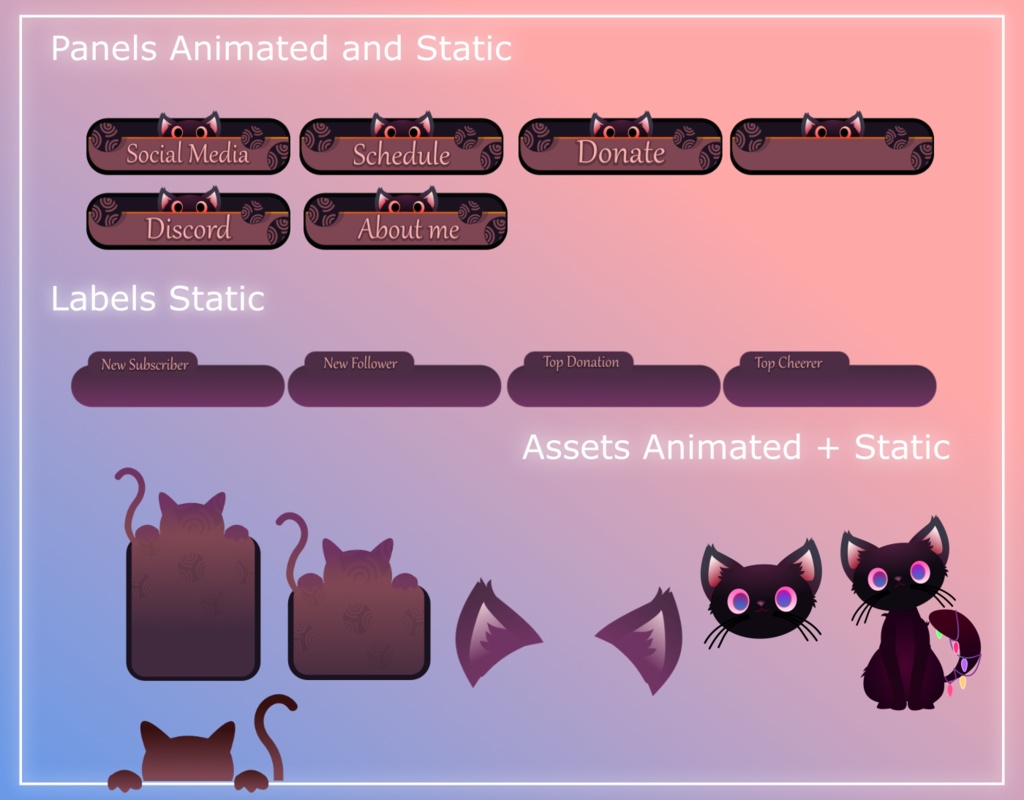 Cheap Cute Stream Overlay Animated pack, Cat Stream Overlay Pack ...