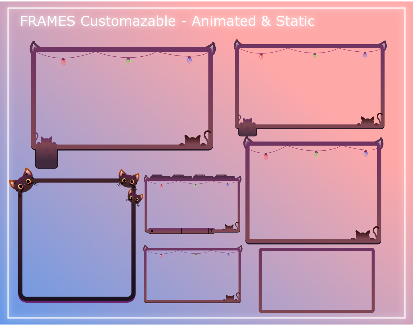 Cheap Cute Stream Overlay Animated pack, Cat Stream Overlay Pack ...