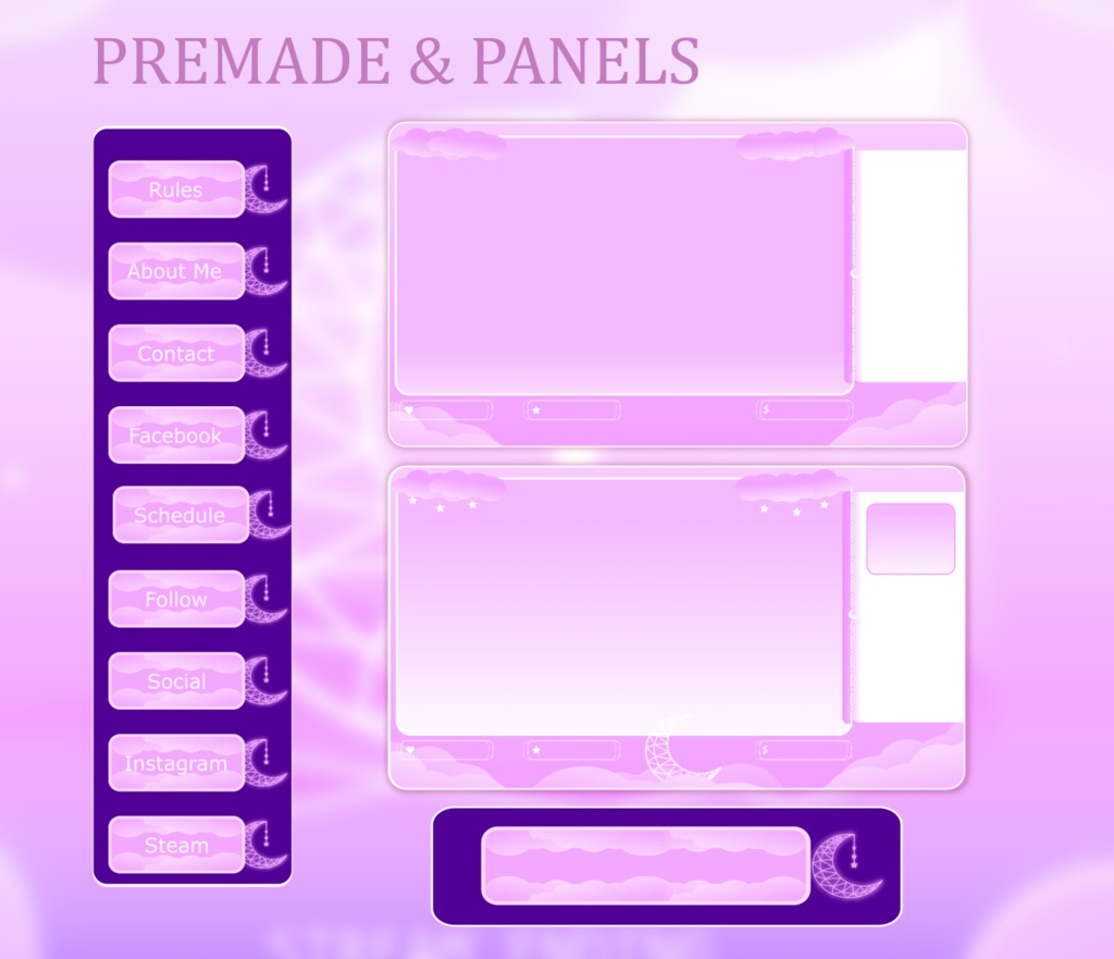 Pink Celestial Vtuber Stream Overlay Animated - Stream Overlay Animated for Vtubers ...