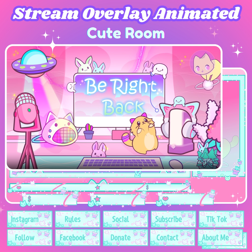 Cute Room Stream Overlay Colorful Pack, Stream Overlay Colorful ...